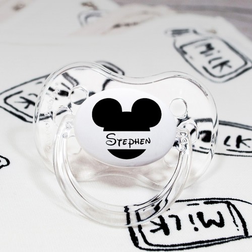 PERSONALISED DUMMY PACIFIER SOOTHER,ALL TEATS,SIZES & COLOURS, MOUSE ...