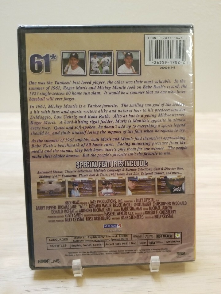 61* DVD - Baseball Movie - Brand New - Crystal Maris Mantle Yankees HBO ...