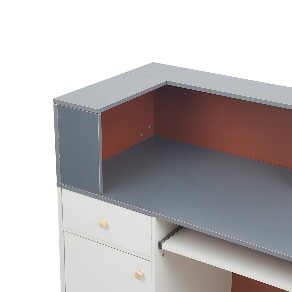 Reception Checkout Counter Table with Drawer & Cabinet Right Tall Part ...