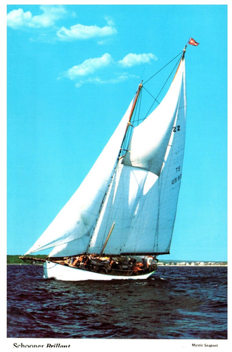 Postcard Schooner "Brillant"Mystic Seaport Long Island Sound to Cape ...