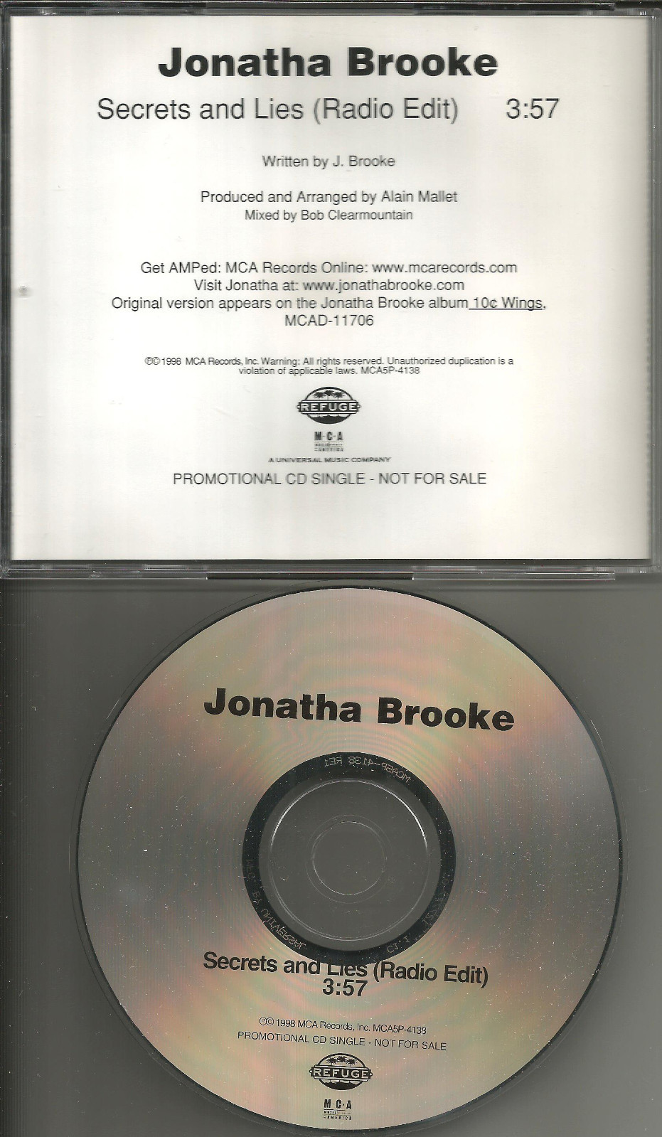 The Story JONATHA BROOKE Secrets and Lies w/ RARE RADIO EDIT PROMO DJ ...