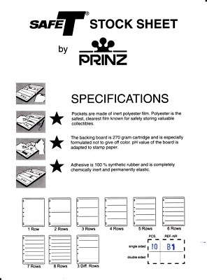 *STOCK SHEET PAGES BY PRINZ 1-10 PAGES YOU PICK WHICH 1 SIDE OR 2 SIDE ...