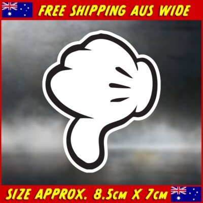 Mickey Hands Dislike Sticker For iPad Laptop Car Bike Ute 4x4 Mancave Decal | eBay