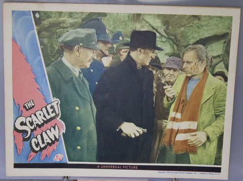 The Scarlet Claw lobby card, Sherlock Holmes, Basil Rathbone, 1944 ...