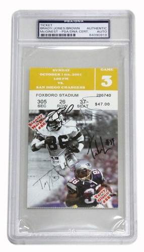 TOM BRADY AUTOGRAPHED 1ST TOUCHDOWN GAME TICKET NFL AND UNSIGNED ...