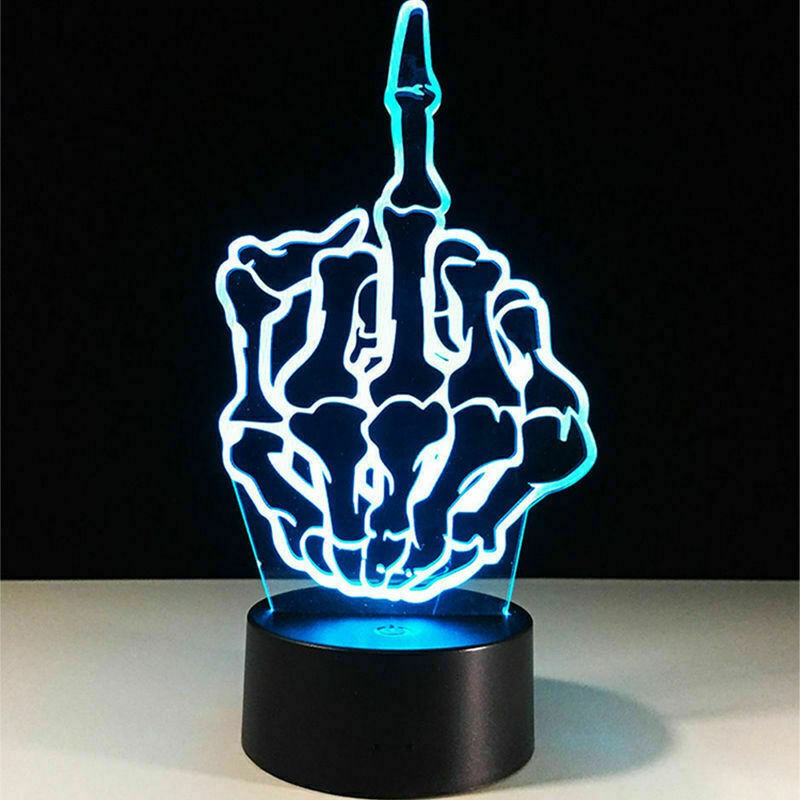 5V Middle Finger 3D LED illusion Night Light Desk Table Lamp 7 Color ...