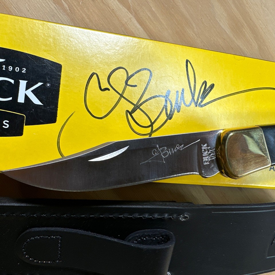 CJ Buck Knives 110 3.74 inch Ebony Signed&Engraved at NRA Convo Indy ...