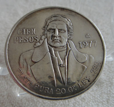 Mexico Cien Pesos 1977 Coin 27+ gr .720 Silver | eBay