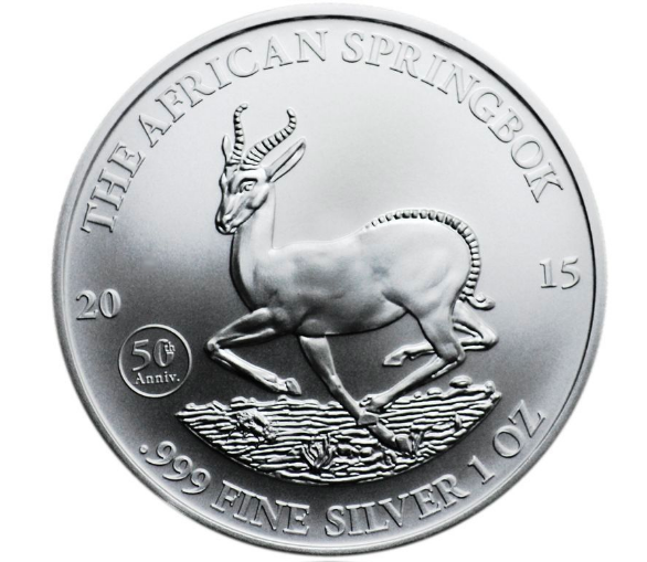 GABON 1000 FRANCS 2015 SPRINGBOK SILVER COIN 1 oz .999 50th Anniversary ...