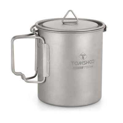 TOMSHOO 750ml Titanium Pot Camping Hiking Titanium Water Mug Cup with ...