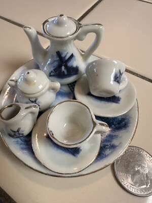 Tea Set miniature Delft style 10 pieces | eBay