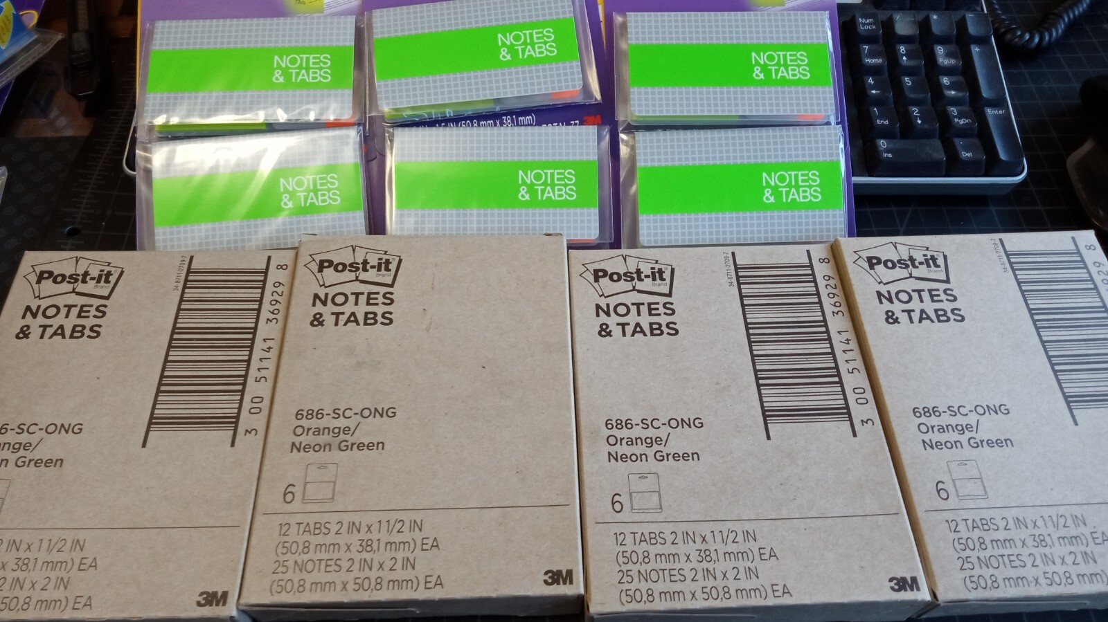 24 Packs of Post-it Notes & Tabs, Orange/Green, 12 Tabs-2 x 1.5, 25 ...