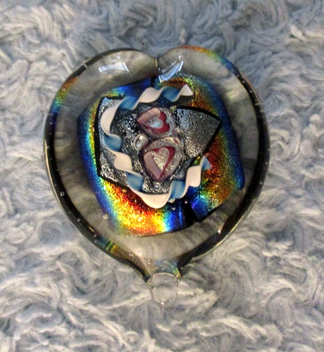 Randy Strong Dichoric Metallic Mini Cane Heart Design Paperweight ...
