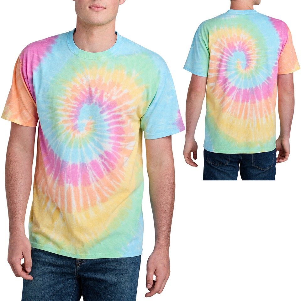Spiral Tie Dye Mens 100% Cotton T-Shirt Blank Tye Dyed Tee S-4XL MANY ...
