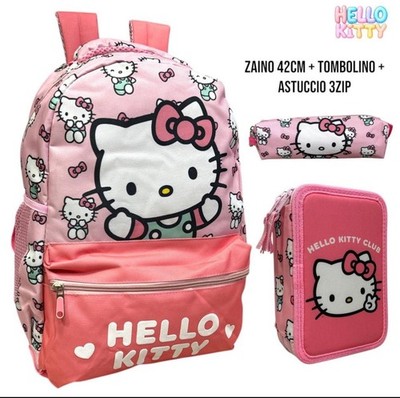 HELLO KITTY ZAINO ELEMENTARI CON TOMBOLINO E ASTUCCIO SCUOLA | eBay