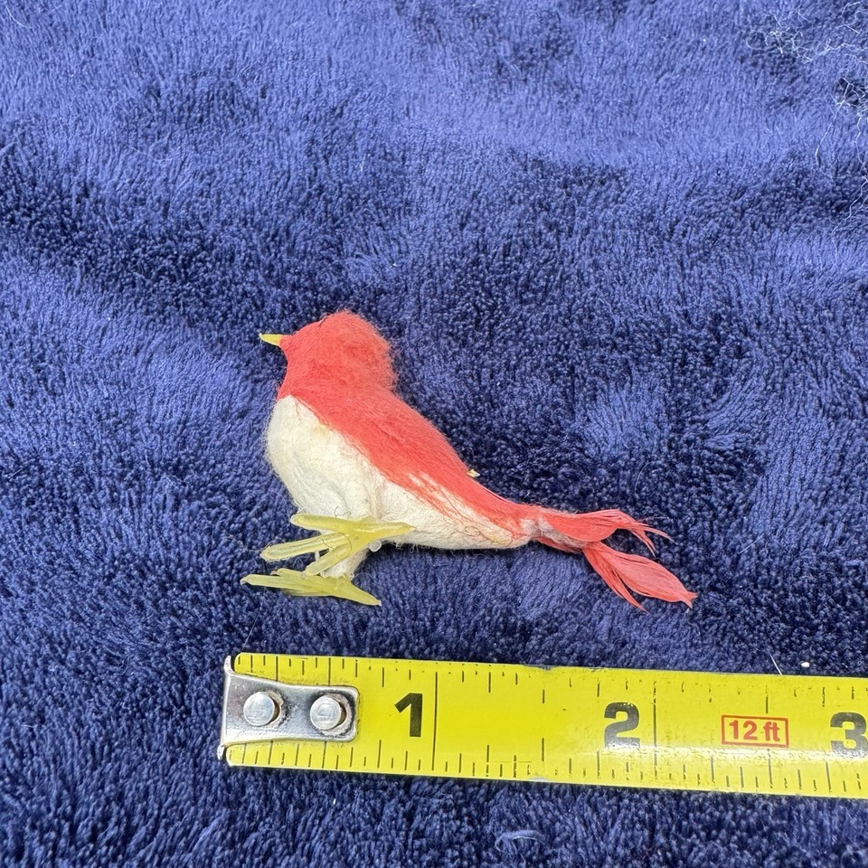 Orange Flocked Bird Feather Tail Christmas Ornament Holiday Decor 1970s ...