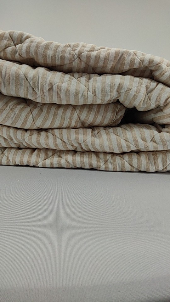 Quince Home European Linen Stripe Quilt Natural/White Bedding Full ...