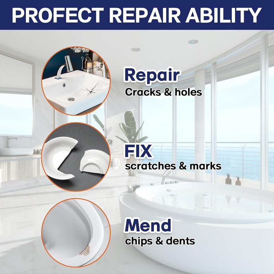 Porcelain Repair Kit, Tub and Tile Repair Kit, Super Strong and ...