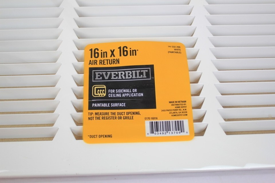 Everbilt 16" X 16" Steel Return Air Filter Grille In White New | eBay
