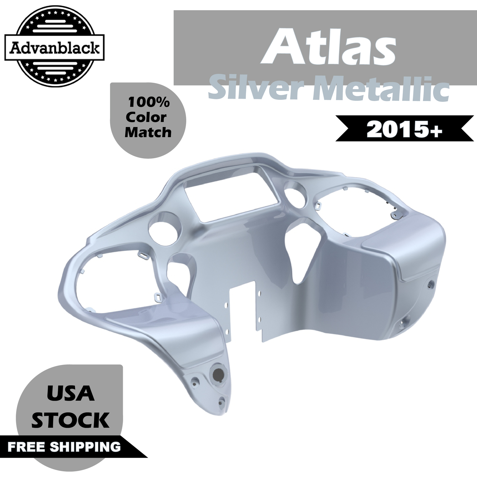 Atlas Silver Metallic Inner Fairing Fits 2015+ Harley Touring Road ...