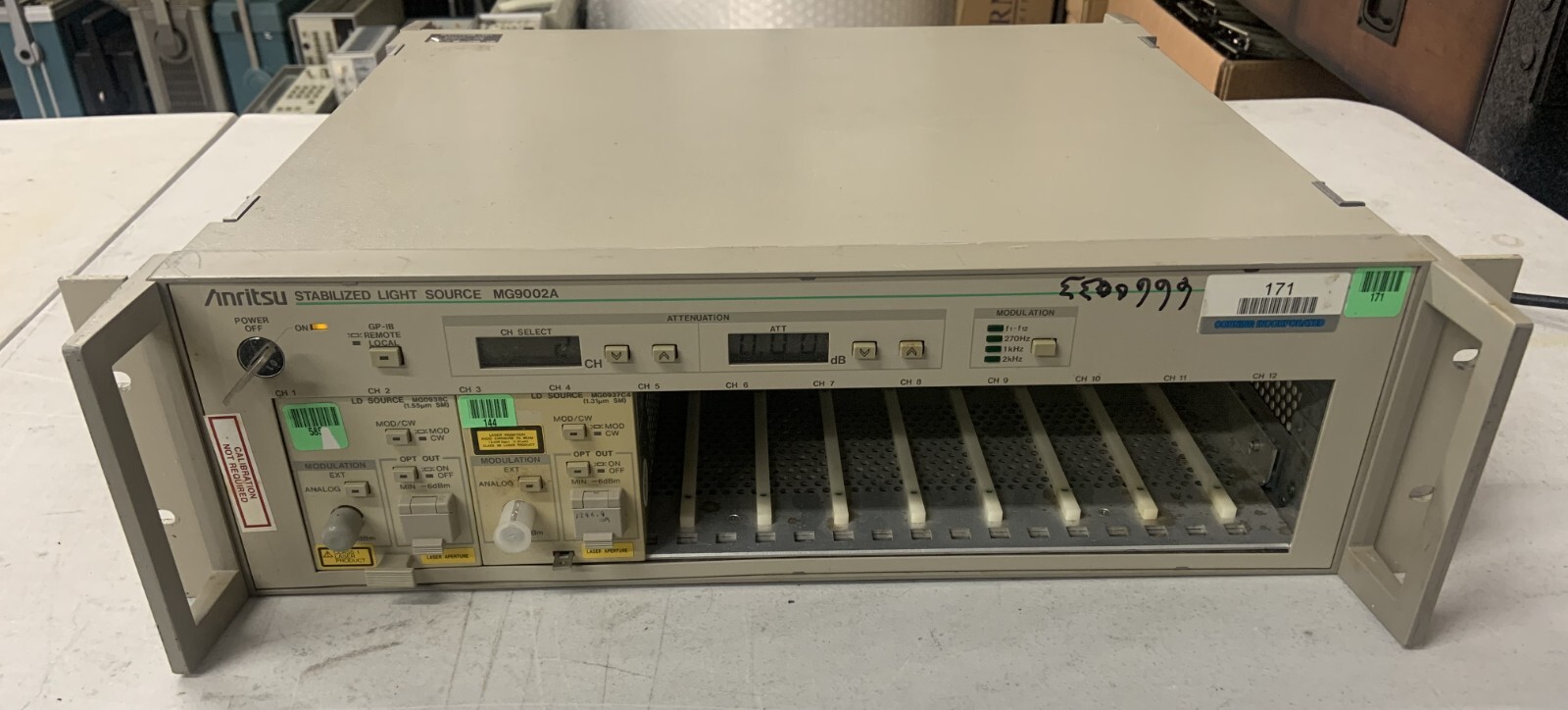 Anritsu Stabilized Light Source MG9002A w/LD Source MG0938C & LD Source ...