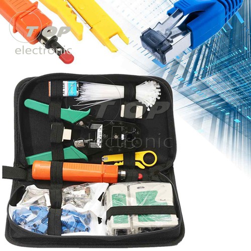 10PCS Computer Network Tool Kit Ethernet LAN Cable Tester Crimper RJ22 ...