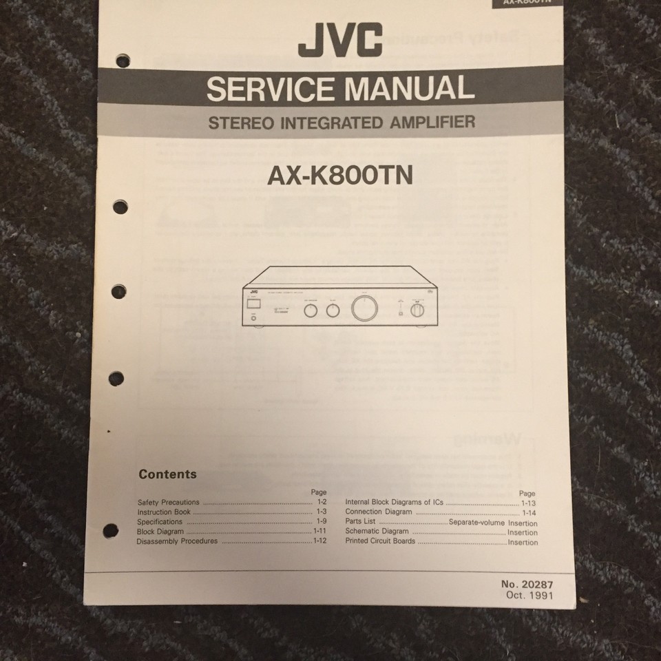 Original JVC Service Manual for AX Model Amplifiers Owner Manual ...