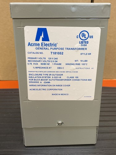 Acme Electric T181052 Buck Boost Transformer, 750 VA | eBay