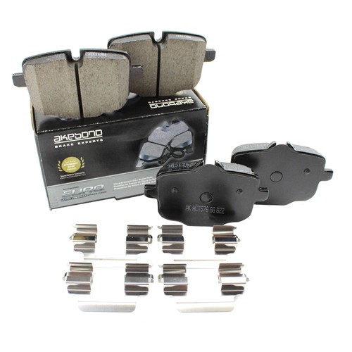 Akebono Euro Rear Ceramic Slotted Brake Pad Set w/ Clips For BMW F06 ...