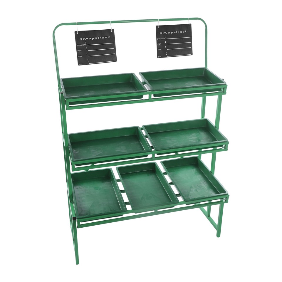 Three-layer Shelves With 7 Solid Plates-green Frames And Green Racks ...