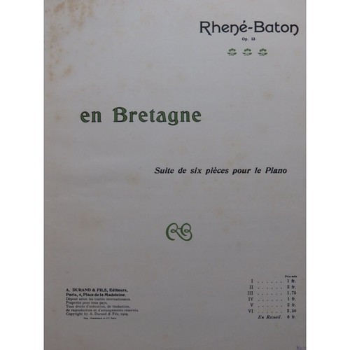 RHENÉ-BATON En Bretagne No 1 Piano 1909 | eBay