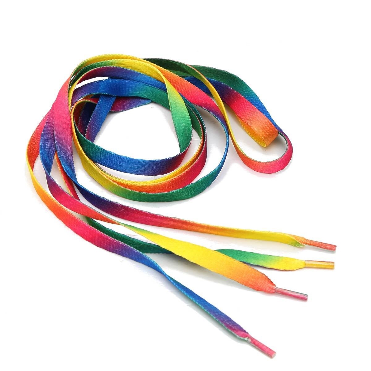 1 Pair OF Rainbow Multi-Color Flat Shoe Laces Shoelaces Strings for ...