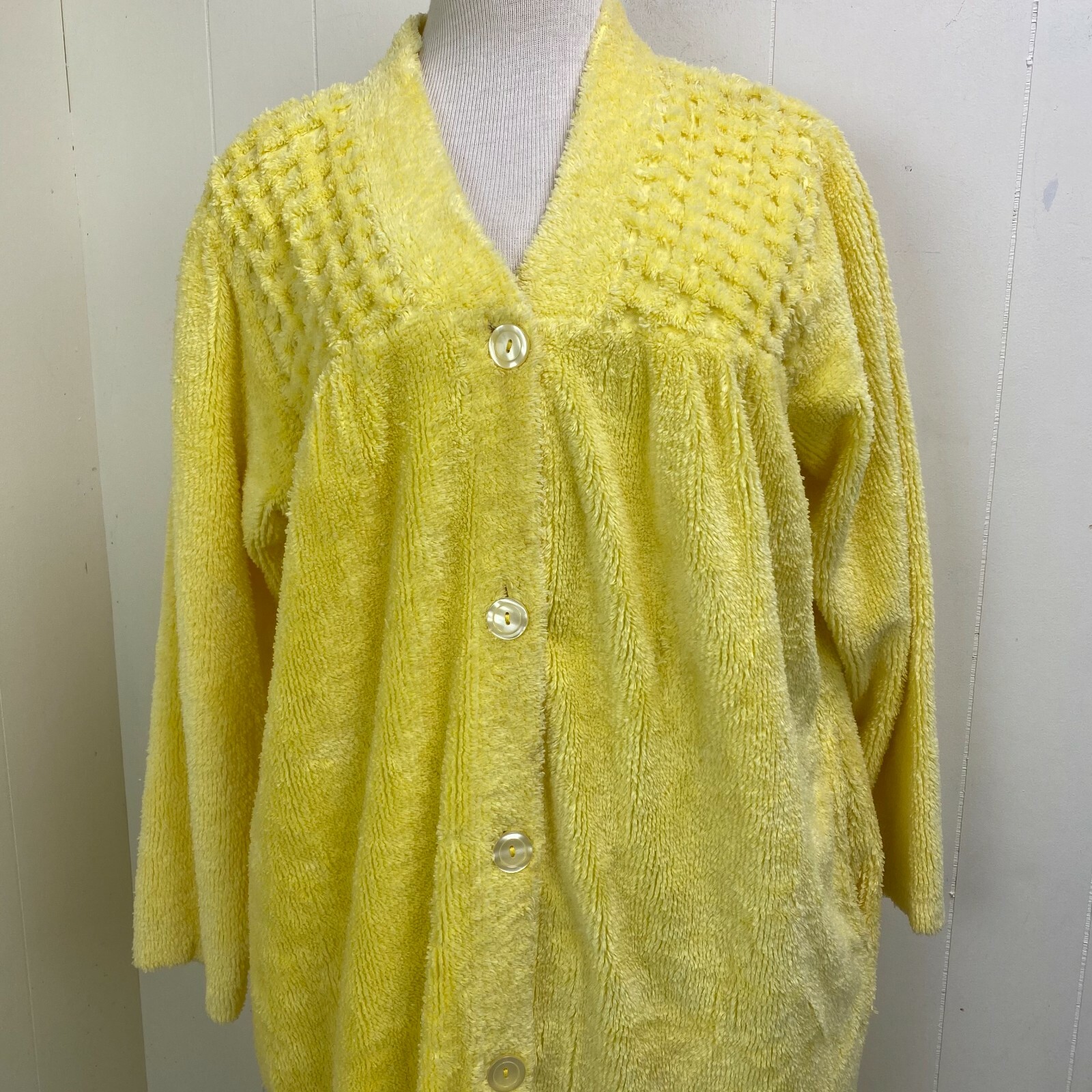 Intimate Appeal Yellow Chenille Button Front Robe Pet… - Gem