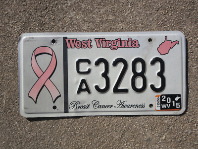 2015 West Virginia Breast Cancer Awareness License Plate WV WVA CA3283 ...