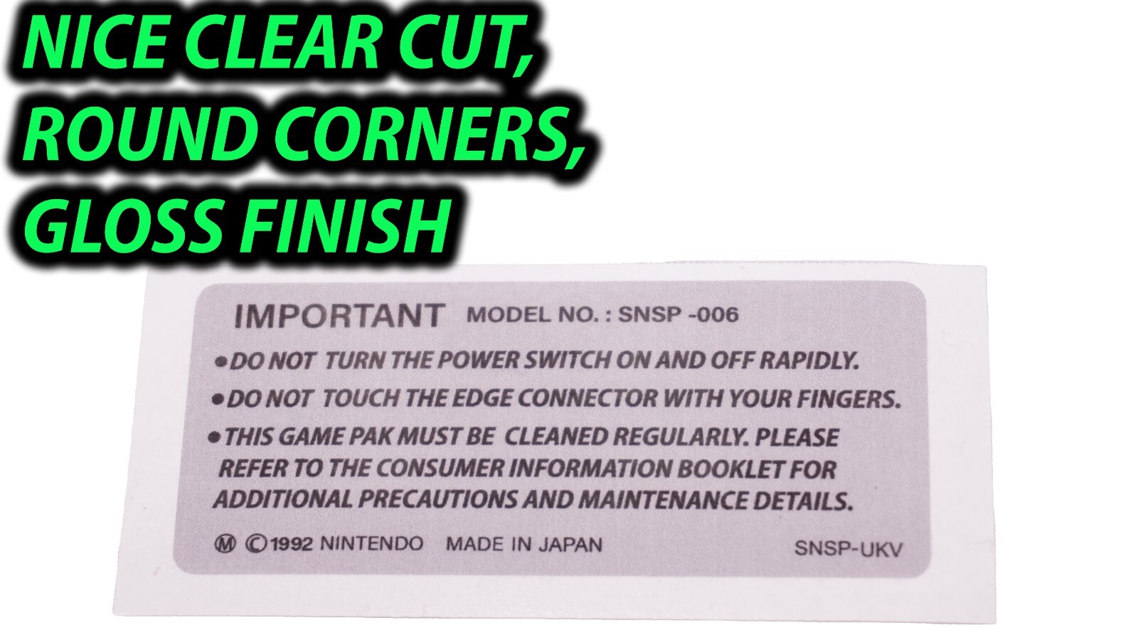 5x PAL UKV SNES Game Cartridge Cart Repro Rear Cover Sticker Label ONLY ...