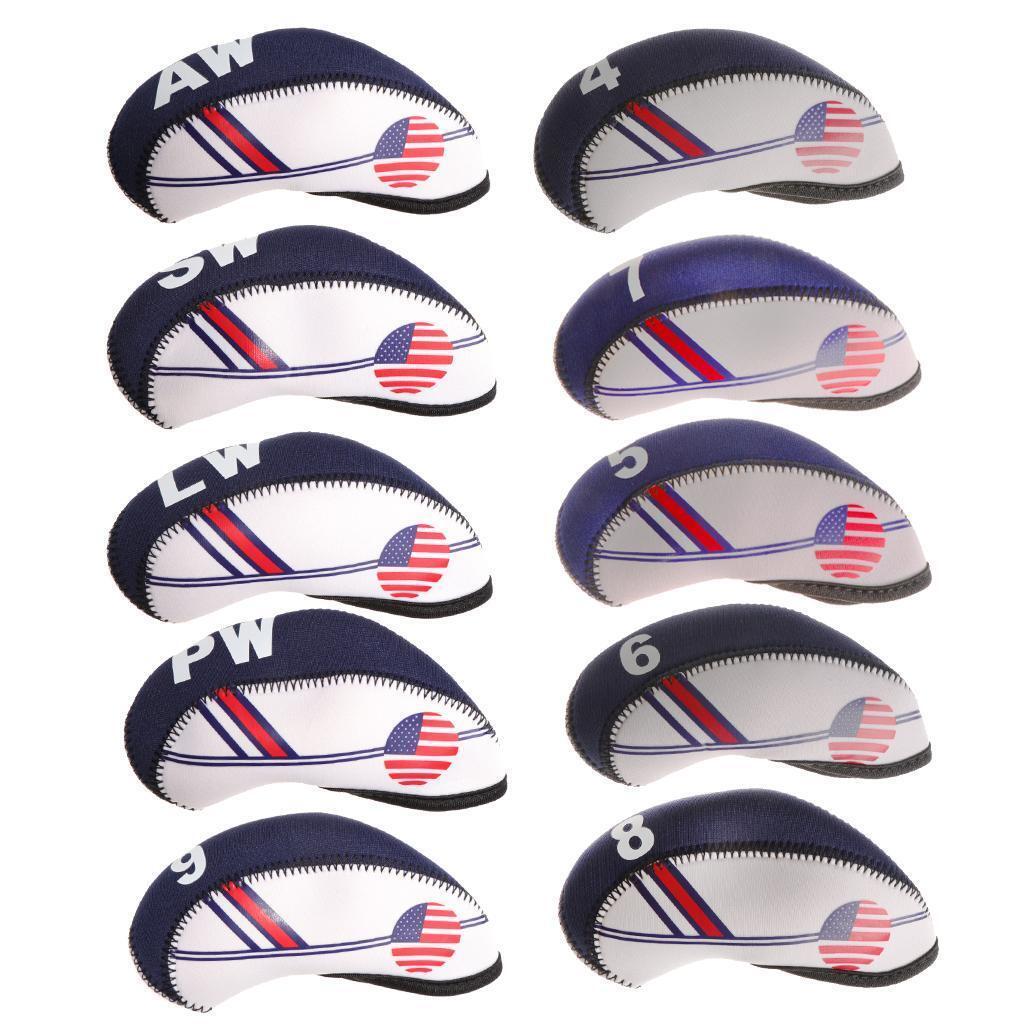Pack of 10 Nylon Golf Covers Set Headcover Waterproof Club Putter ...