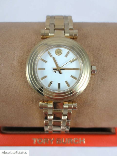 Tory Burch TBW9013 Gold Tone St Steel Ivory Dial Ladies 30mm Watch for ...