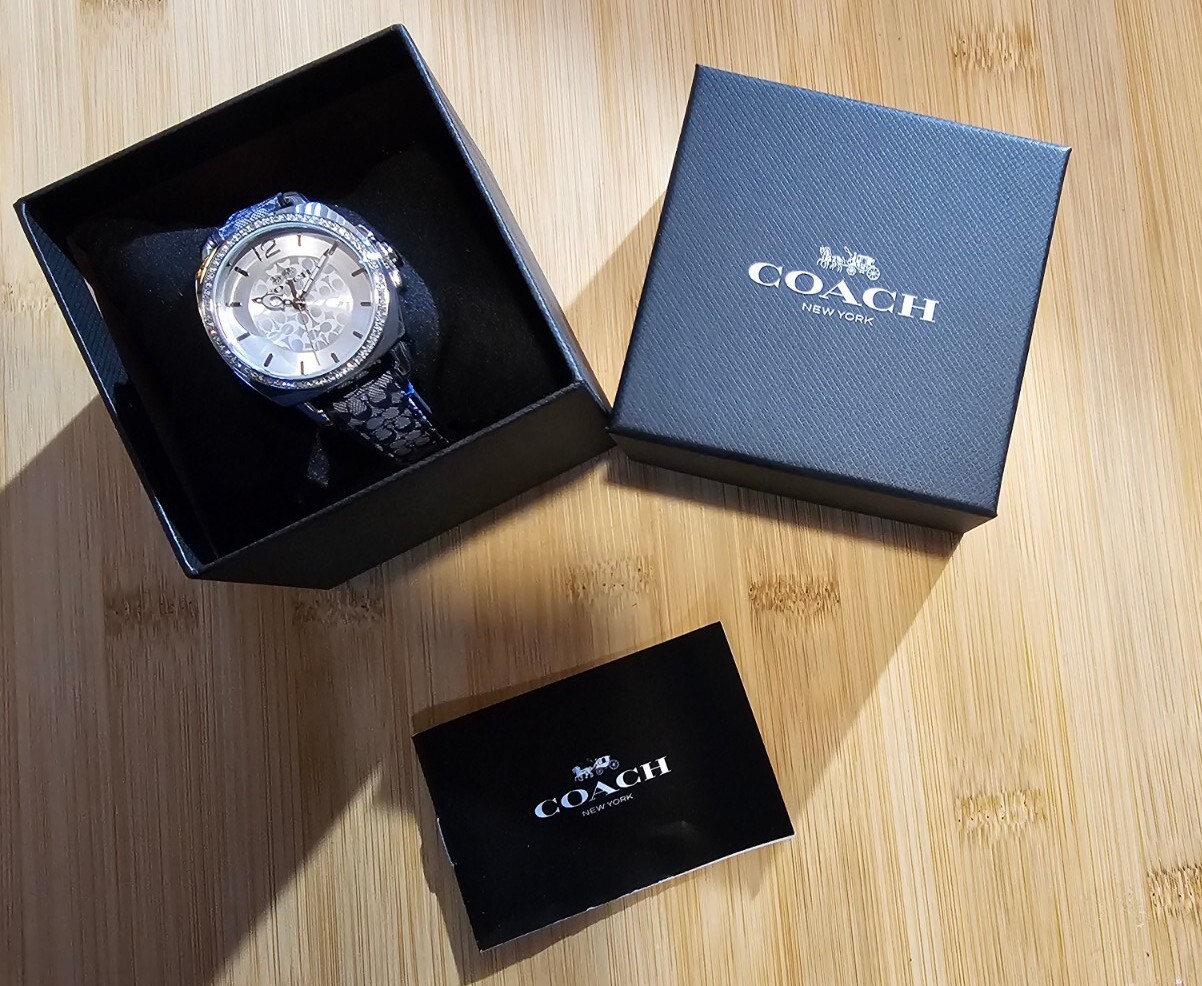 Coach BOYFRIEND Signature Navy/silver Watch 14503149 for sale online | eBay