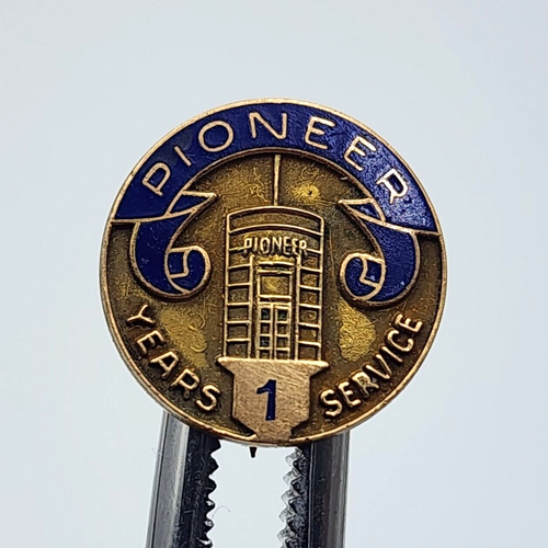 Vintage Pioneer 1 Year Service Award - Enamel Gold Tone - Employee ...