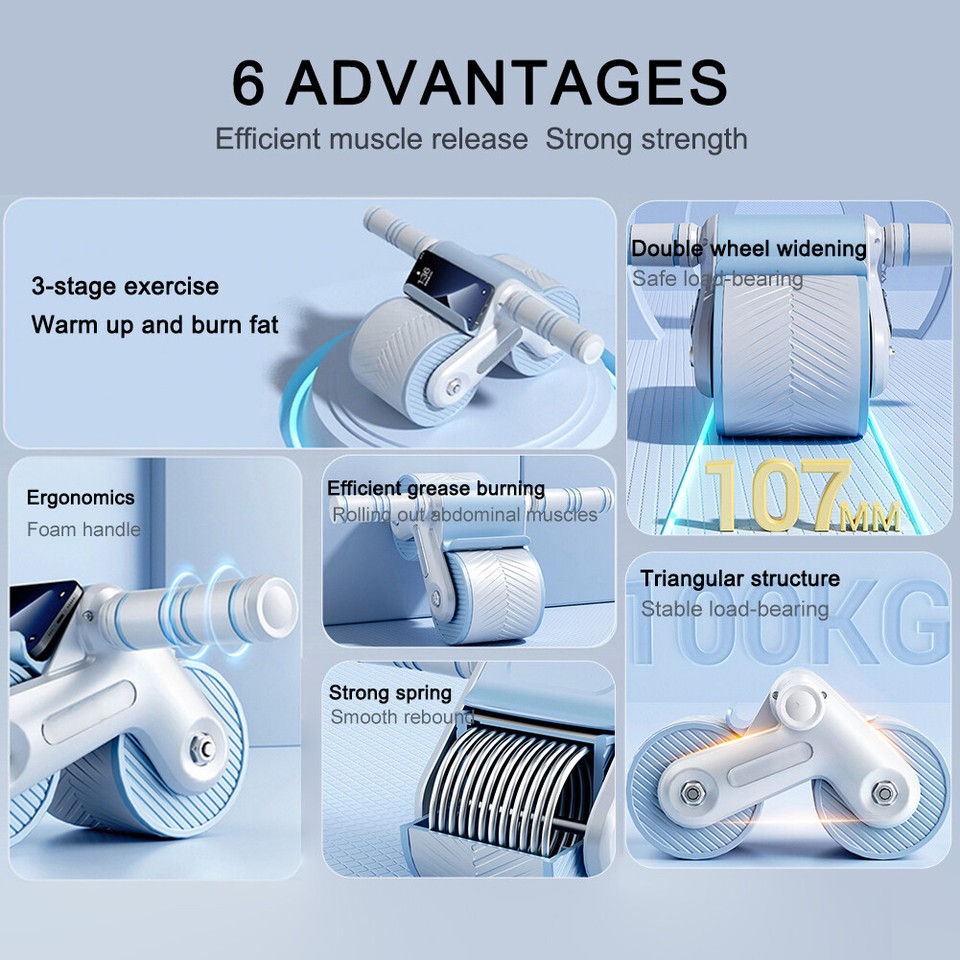 Ab Slider Roller Anti-Slip Abdominal Roller Mute for Home Workout (Blue ...