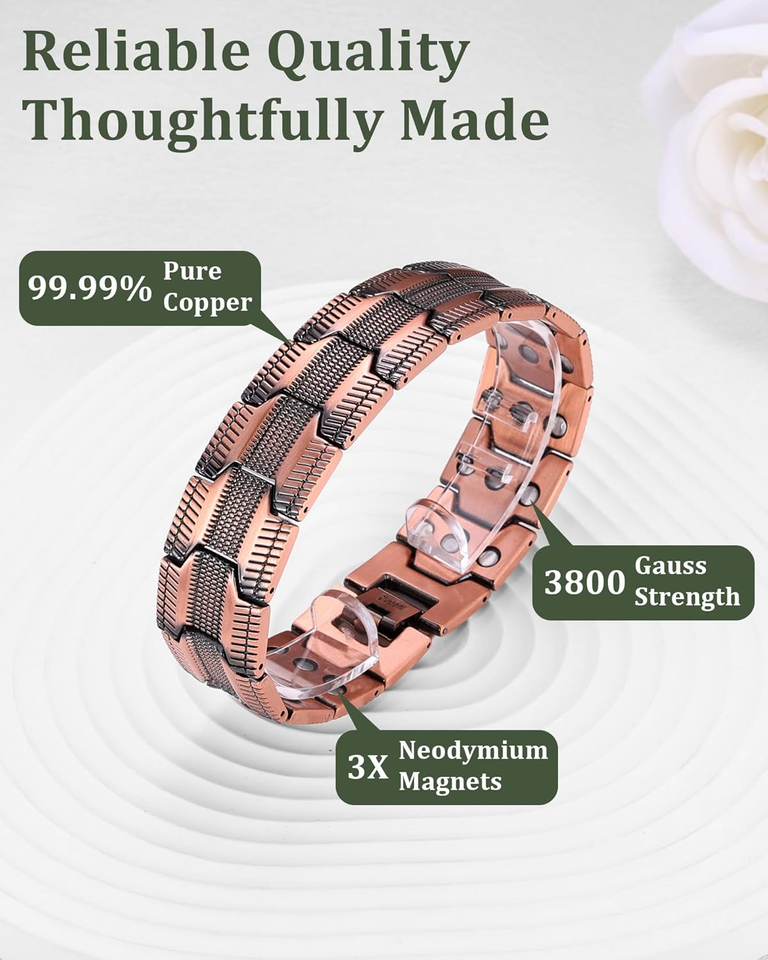 3X Copper Bracelet for Men Triple Ultra Strength Magnets, Masculine ...