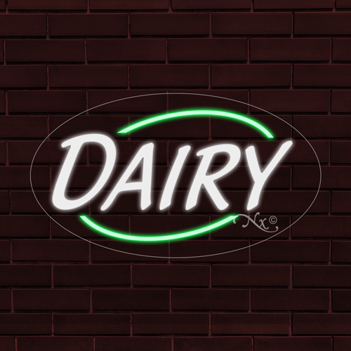 NEW "DAIRY" w/BORDER OVAL 28x16x1 INCH LED FLEX WINDOW/WALL INDOOR SIGN ...