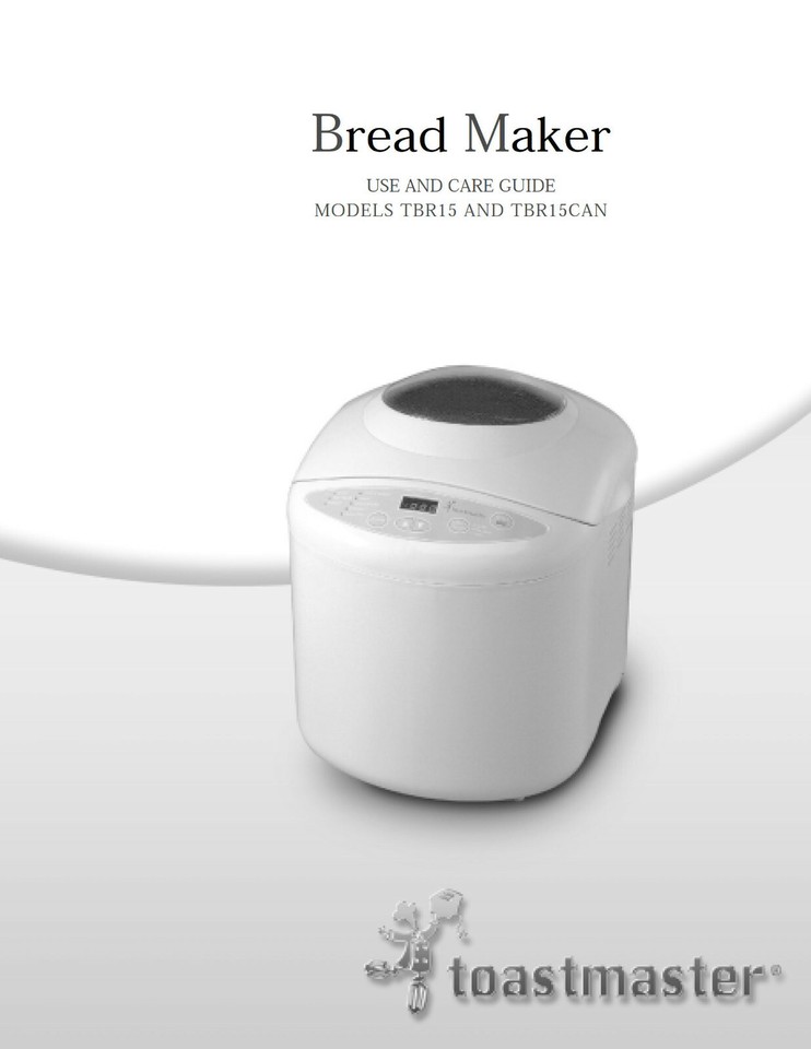 Toastmaster Model TBR15 Bread Maker Machine Instruction Manual ...
