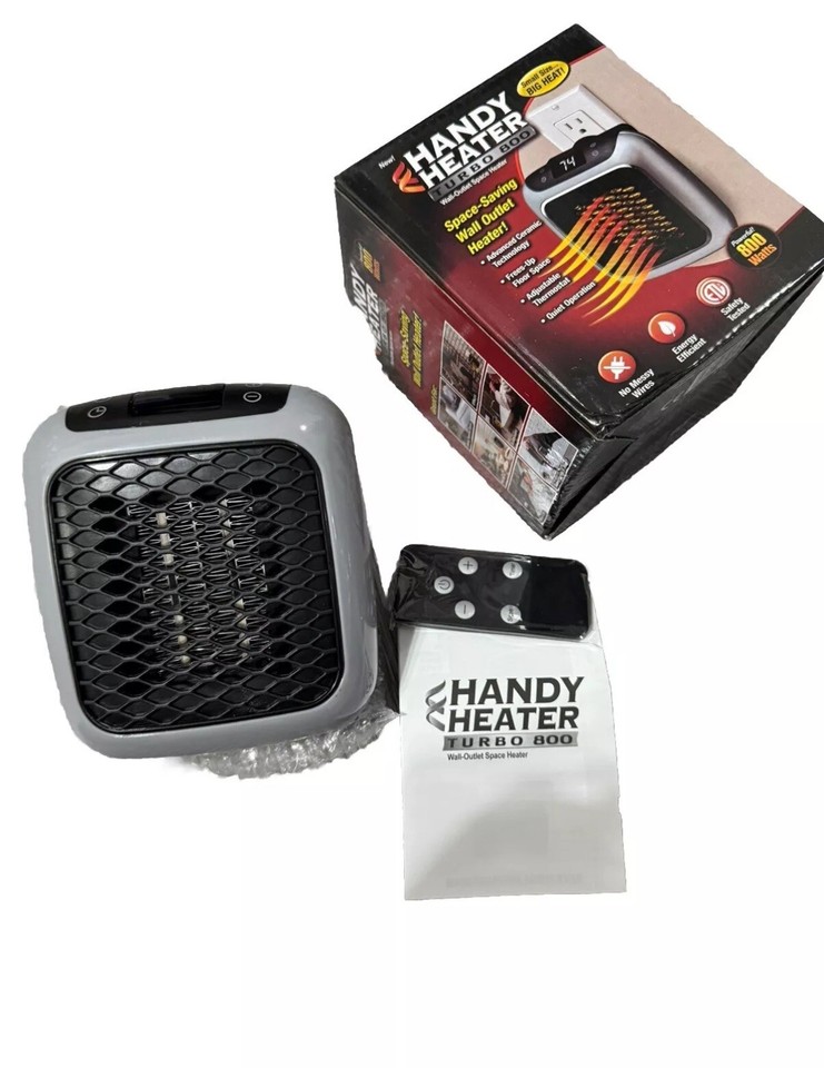 Handy Heater Turbo 800 Wall Outlet Small Space Heater with Adjustable ...