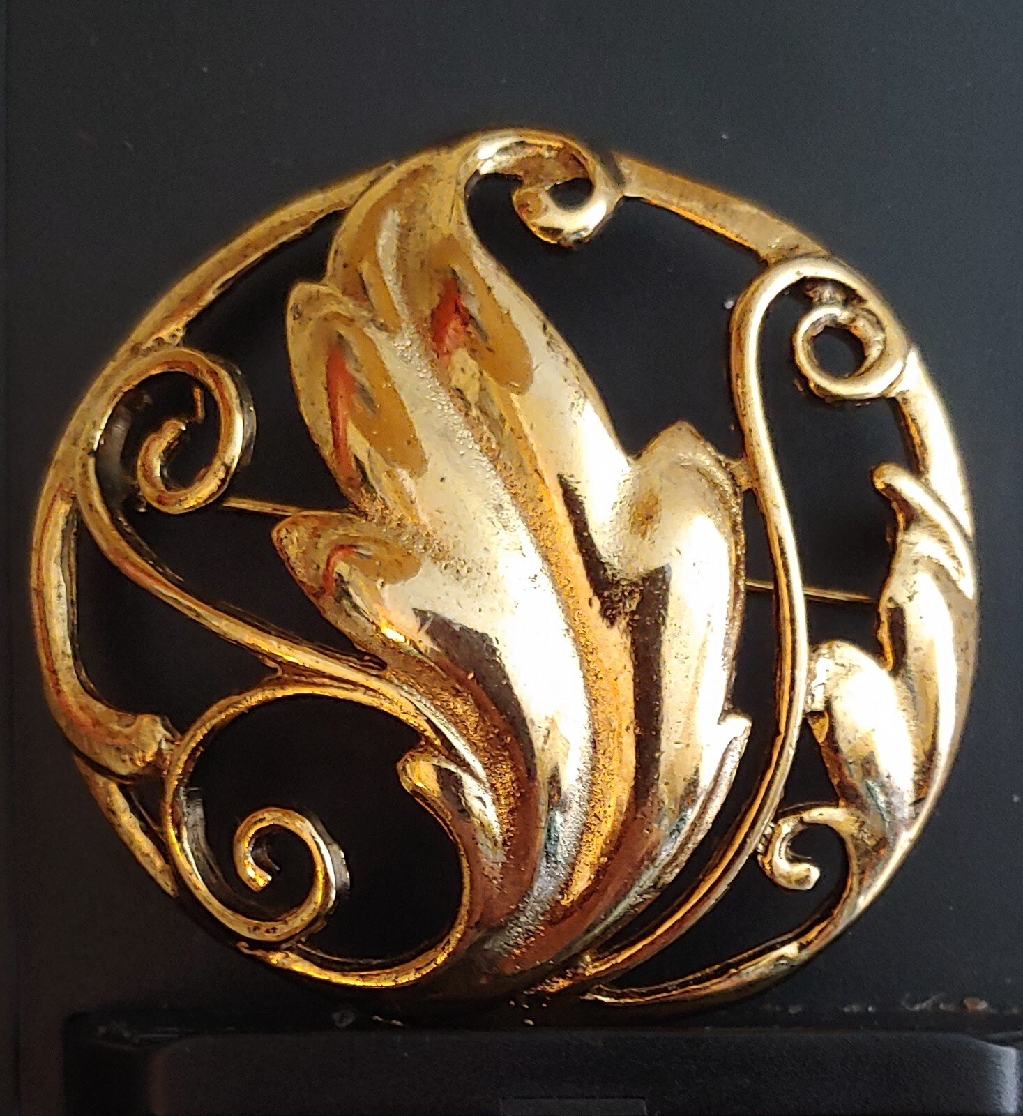 Vintage GJD Brooch Pin Gold Tone Metal Costume Jewelry 2" | eBay