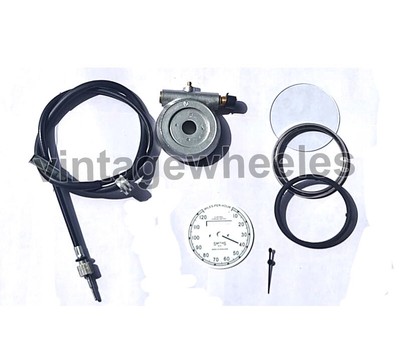 SMITHS 120 MPH WHITE FACE SPEEDOMETER DIAL & 54" CABLE + SPEEDO DRIVE ...