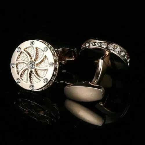 2Ct Round Lab Created Diamond Men's Fancy Cufflinks 14K Yellow Gold ...
