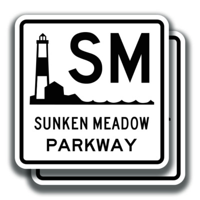 NEW YORK SUNKEN MEADOW PARKWAY STICKER 2 Decals Road Sign Bogo Highway ...