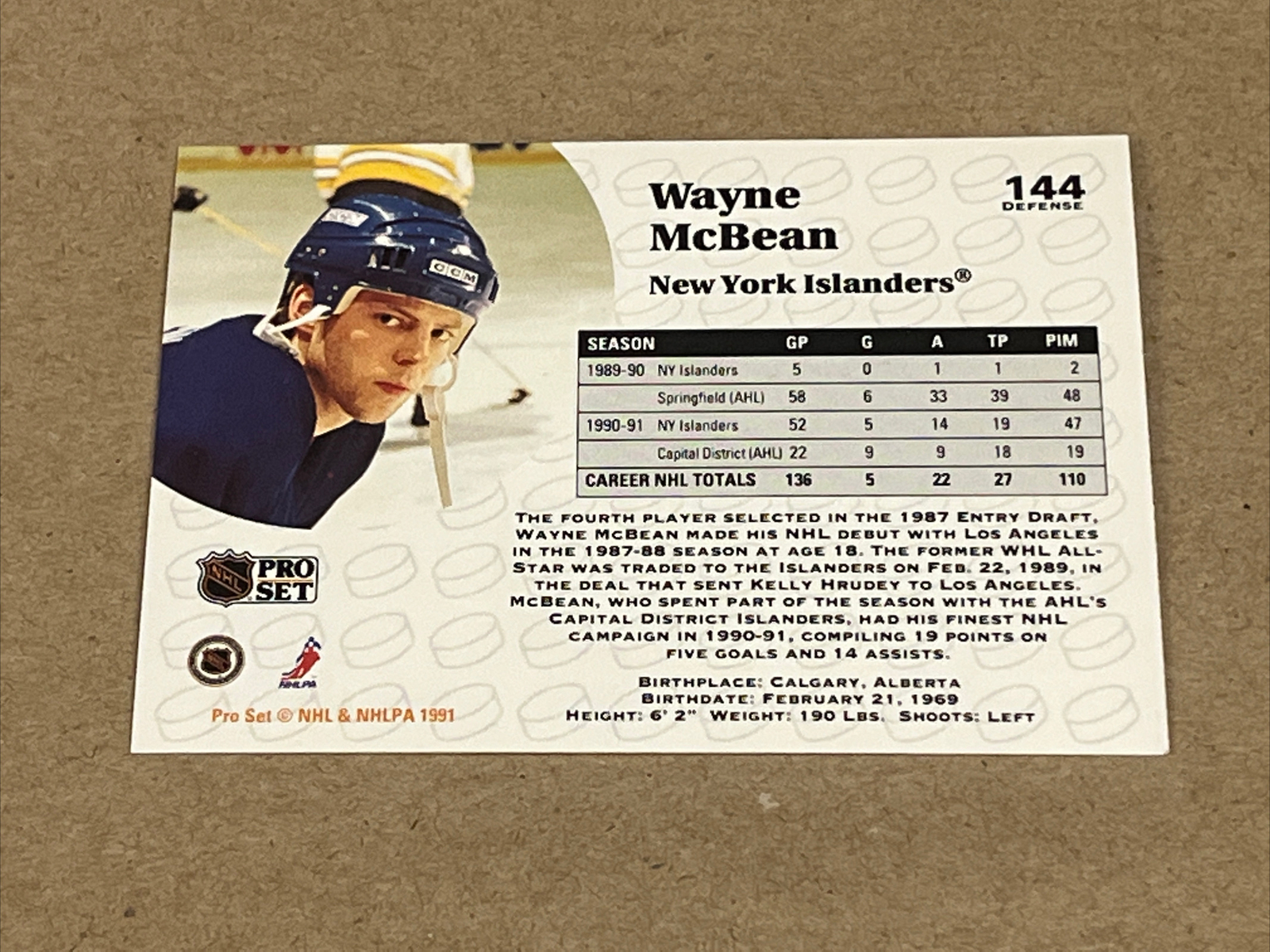 Wayne McBean 1991 NHL Pro Set (French) Hockey card #144 | eBay