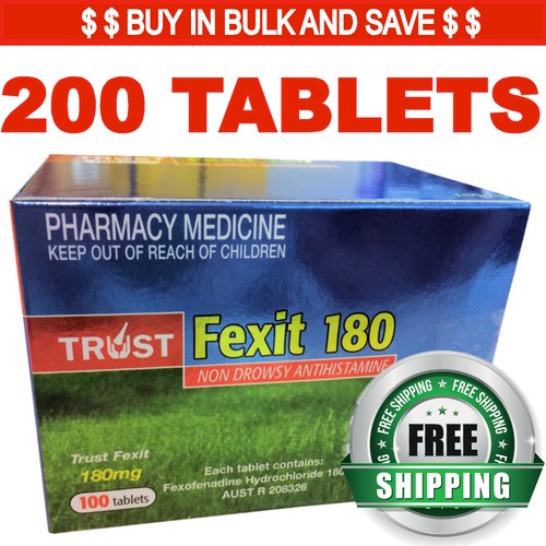 200 Tablets FEXIT - GENERIC FEXOFENADINE 180 Hayfever Allergy Bulk Buy ...